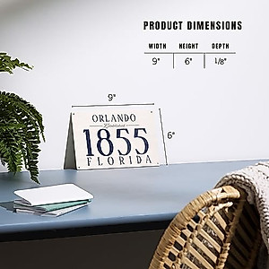 Lantern Press 6x9 Inch Wood Sign, Ready to Hang Wall Decor, Orlando, Florida, Established Date (Blue)