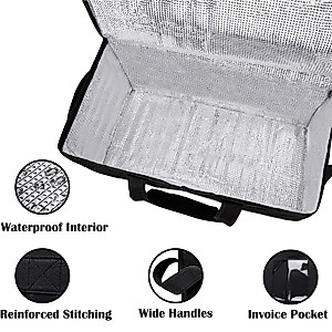 Brandzini Insulated Delivery Grocery Bag Carrier, 23" X14" X15", Ideal for Uber Eats, Postmates, Doordash, Catering, and Grocery Shopping (XXXL)