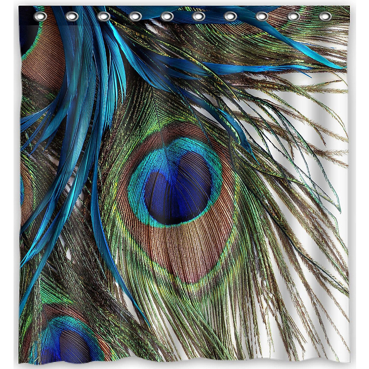 KXMDXA Colorful Peacock Feathers Waterproof Polyester Bath Shower Curtain Size 66x72 Inch
