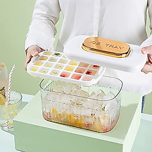 Silicone Ice Cube Tray with Lid and Storage Bin, Square Ice Tray for Freezer, 2 Pack Ice Cube Molds Set, Stackable Ice Trays with Covers for Drink, Cocktails, Whiskey (Color : Fruit Green)