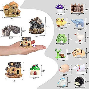 Homlone 105 Miniature Fairy Garden Accessories, Fairy Garden Kit, Fairy Garden Animals, Miniature Figurines, Micro Landscape Ornaments Kit, Garden DIY Kit for Dollhouse Decoration Plant House Decor
