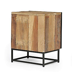 Christopher Knight Home Sonia Handcrafted Boho Wooden Nightstand, Natural, Black