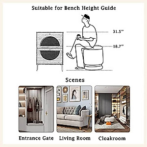 Shoe Storage Cabinet, Wekity Rattan Shoe Cabinet with 2 Flip Drawers, Shoe Storage Organizer for Heels Slippers Boots, Wood Narrow Free Standing Shoe Cabinet for Entryway Hallway 6X23X31 Inch (Nature)