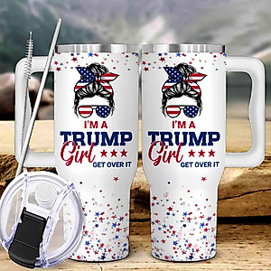 BPJJ Gifts For Women - Christmas Tumbler 40OZ For Girl - Girl Get Over It Tumbler - Birthday Present For Her, Sister, Friend, Girl Friend - Christmas, Mothers Day, Birthday Gifts - Tumbler With Handle