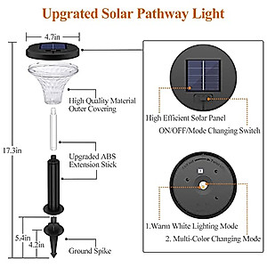 Moragin Bright Solar Patio Lights 8 Pack, Warm White/Color Changing LED Outdoor Solar Lights, IP65 Waterproof Solar Pathway Lights, Landscape Lighting for Pathway Patio Yard Lawn Garden Decorative