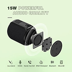 Bluetooth Speakers,Portable Wireless Speaker with 15W Stereo Sound, IPX6 Waterproof Shower Speaker, TWS, Portable Speaker for Party Beach Camping