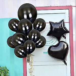Black Balloons Latex Party Balloons, 50 Pack 12 inch Black Helium Balloons with Black Ribbon for Wedding Birthday Bridal Baby Shower Graduation Anniversary Party Supplies Decorations.……