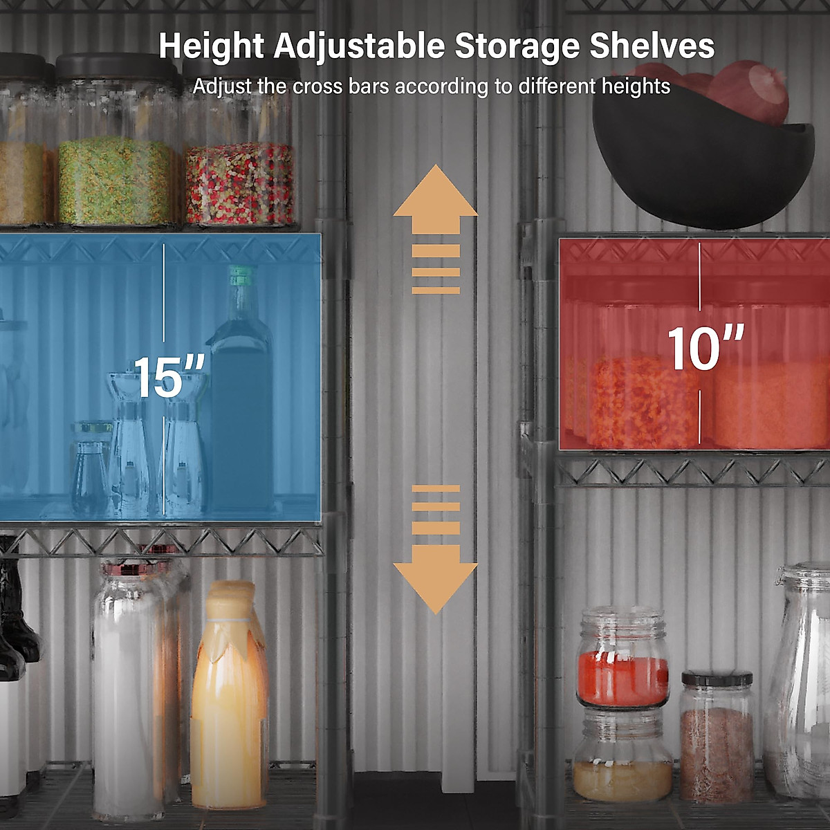 AHEONLAR 3 Tier Grey Storage Racks and Shelving - Heavy Steel Material Pantry Shelves - Adjustable Storage Shelf Metal Storage Rack Wire, Suitable for Warehouses, Closets, Kitchens…