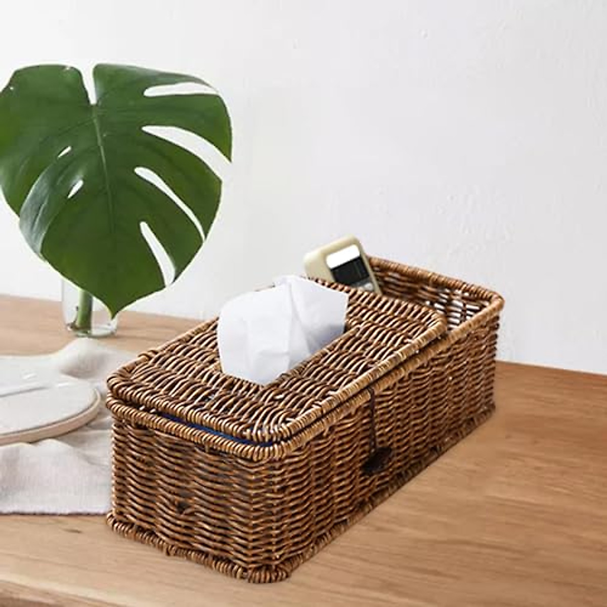 IEUDNS Paper Holder Dispenser Facial Tissuecase Dispenser Container Vintage Style Removable Tissue Holder Tissue Box for Bathroom, Deep Brown