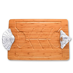 Arthur Court Designs Aluminum Turkey Handle Wood Carving/Cheese Board Large Tray for Serving Meats or Appetizer at Thanksgiving 23 inch x 13.5 Wide
