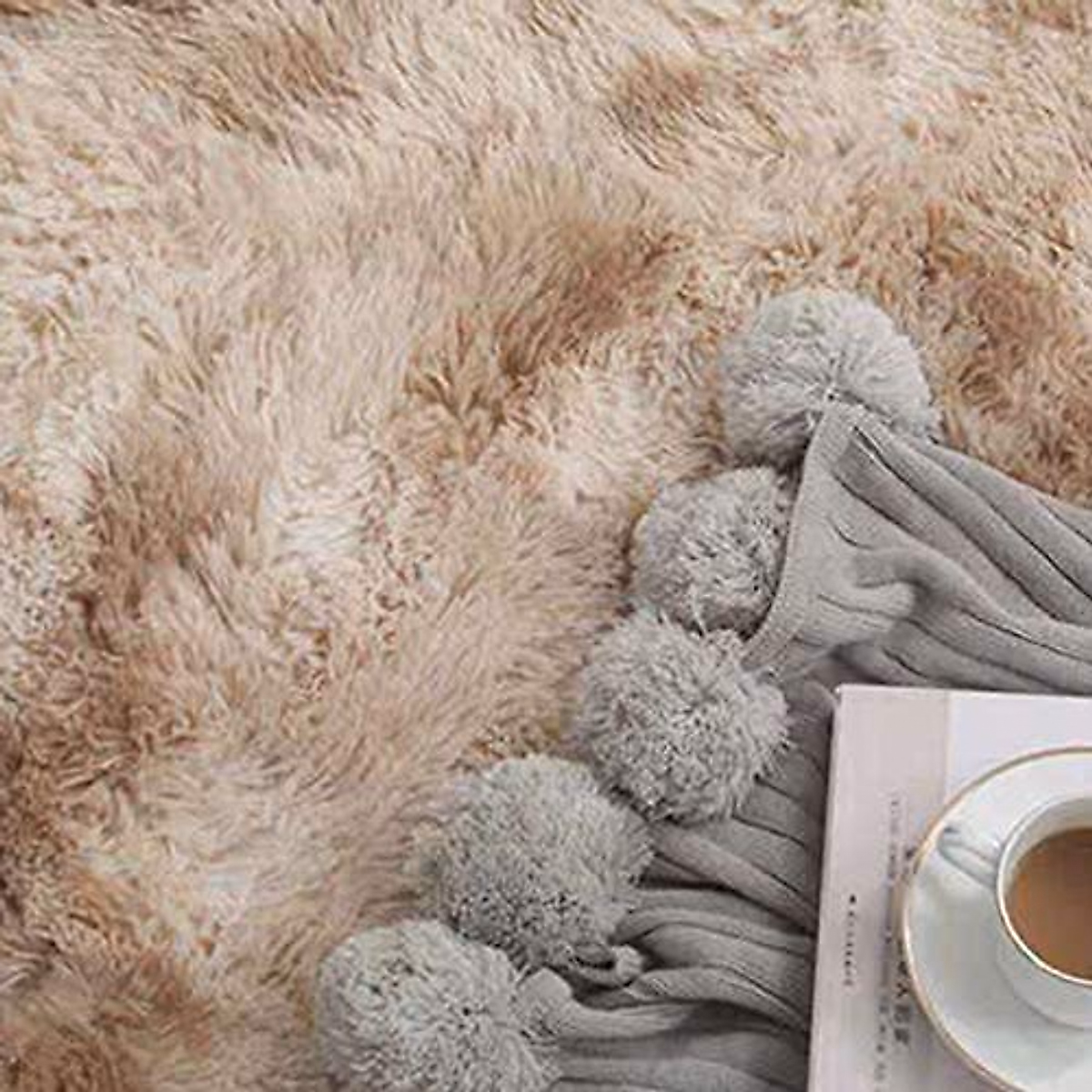 Textured Soft Blanket, Warm and Lightweight Throw Blanket, Cute Shaggy Bedside Blanket Floor Mat Carpet Household Living Room Bedroom Decor - Coffee 5080cm