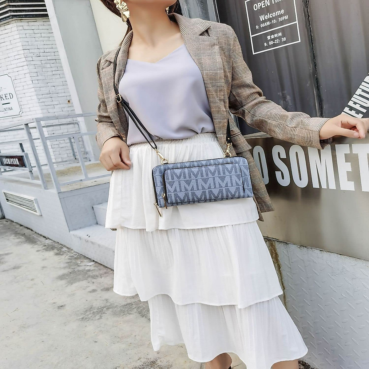 Mia K Collection Crossbody Wallet Handbag for Women, Multi Pockets Wristlet Bag PU Leather Clutch Purse Red