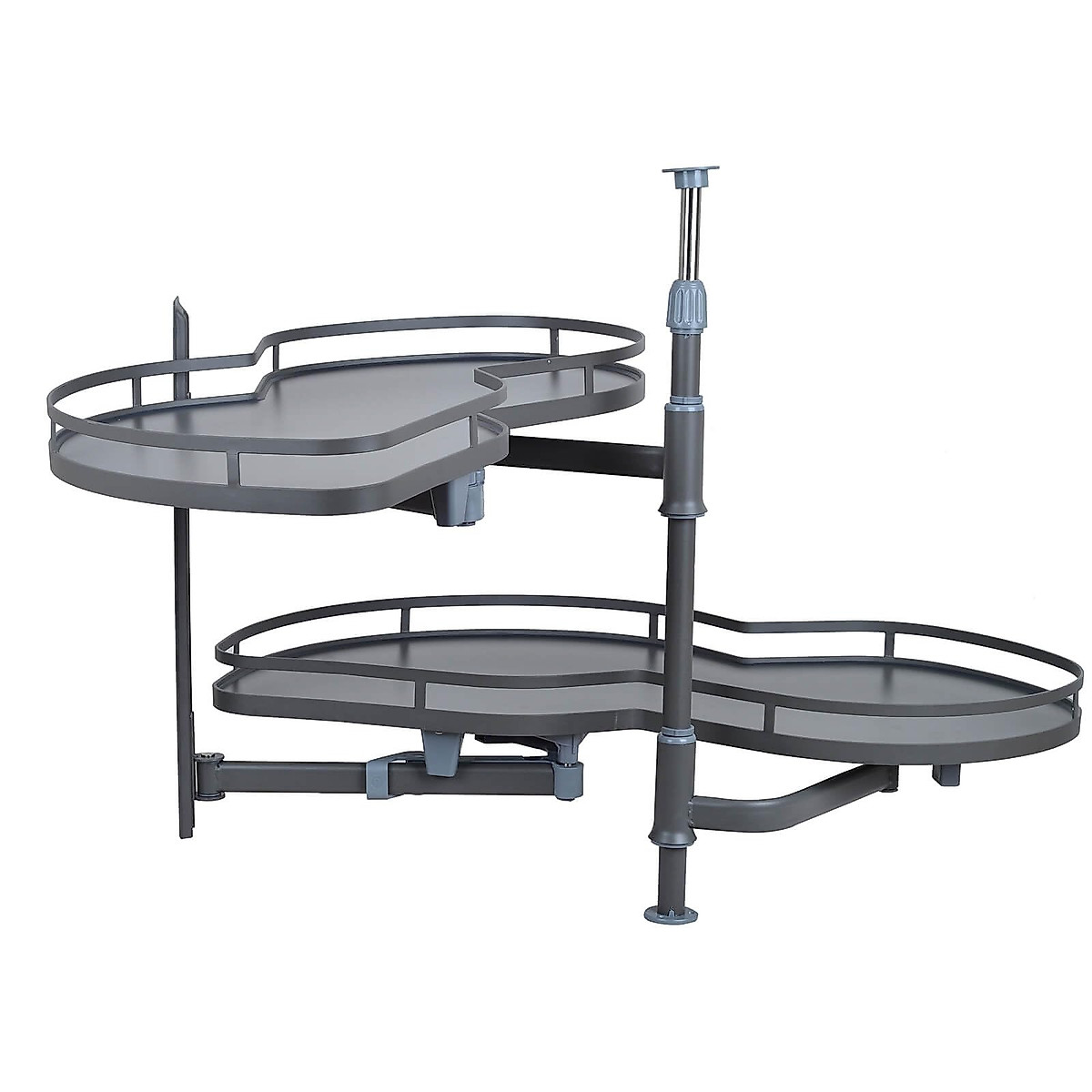 LOVKIT Blind Pull Out Shelf 2 Tier Pull Out Organizer For 36 Inch Blind Corner Cabinetry Double Layer Lazy Susan Rotating Shelves For Under Countertop Space Left Swing Out Tray Black Corner