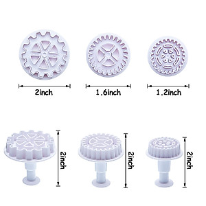 6 Pieces Gear Cookie Cutters Steampunk Fondant Molds Cogs Mold Clock Wheel Mold Fondant Cake Mold Plunger Cutter for Cupcake Decoration Gingerbread Cookie Polymer Clay Crafting Project