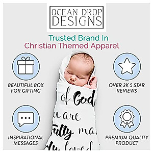 Ocean Drop 100% Cotton Muslin Swaddle Baby Blanket – ‘Child of God’ Quote with Gift Box for Baptism, Christening Gift, Godson, Goddaughter, Baby Shower – Super Soft, Breathable, Large 47 x47”