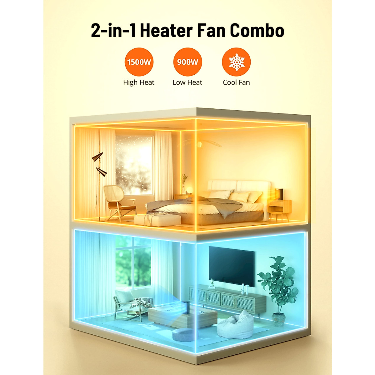 Space Heater for Indoor Use, Electric Ceramic Heater, 3 Modes, 12h Timer, Fast Heating Portable Heater, 70°Oscillating Heater with Tip-over & Overheating Protection for Living room, Office, Bedroom