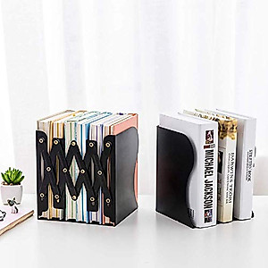 DARUITE Adjustable Bookends for Shelves Book Ends to Hold Books Bookends for Heavy Books Office Desk Book Organizer Non-Skid Bookend(Black x 1)