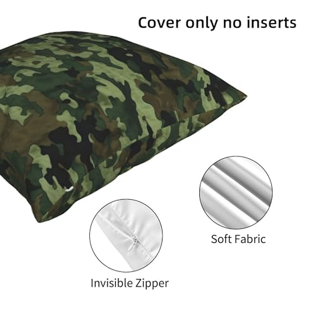 AdaNti Green Military Camo Print Throw Pillow Cover Square Soft Cushion Cover Throw Pillow Case for Home Decor Living Room Bed Couch Car 12"x12"