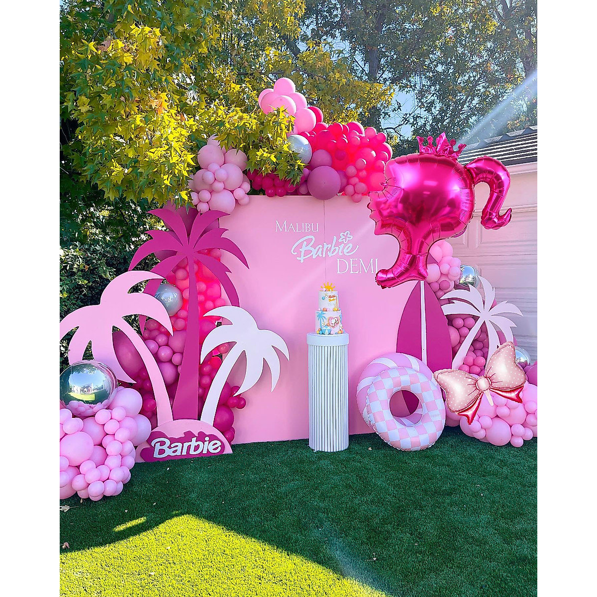 146pcs Pink Balloon Garland Hot Pink Rose Red Light Pink Matte White Balloons Silver Disco Ball Bow Crown Princess Star Balloon Arch Kit For Princess Party Decoration Birthday Baby Shower