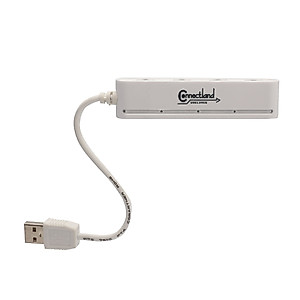 Connectland Utlra Slim USB 2.0 High-Speed 4 Port HUB with On Off Switch for Desktop and Laptops Windows Mac Linux CL-U2MNHUB-4W