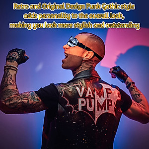 Geyoga Vintage Steampunk Goggles Halloween Cosplay Punk Sunglasses Yellow Beanie (2 Sets)