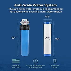 APPLIED MEMBRANES INC. Anti-Scale System for Tankless Water Heater and Whole-House Scale Protection | No-Scale Filter System with 4.5"x20" Filter