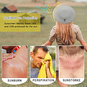 Jane Shine Outdoor Sun Hat Bucket Hats for Women Sun Protection Mesh Cap Quick-Dry UPF 50+ Light Gray
