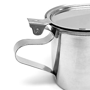 1 Coffee Creamer Server Stainless Steel Pitcher Lid Cover 10oz Milk Frothing Cup Pour Hot Water Jug Tea 1Oz Coffee Creamer Lid Container Small Milk Pitcher Coffee Cream Dispenser Creamer Pitcher with