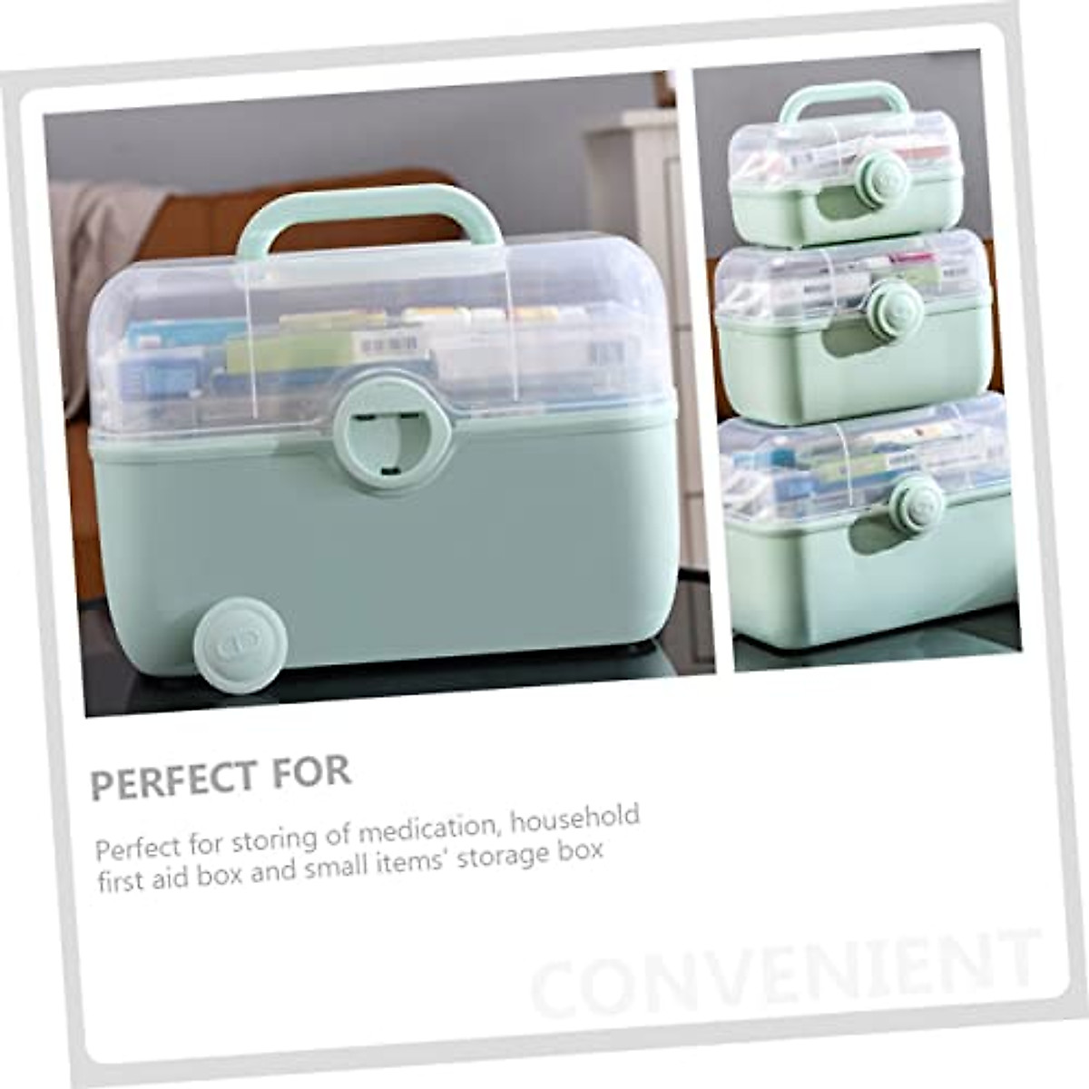 KICHOUSE Large Capacity Multi Medicine Organizer Box Lockable Storage Box for Family Use Home Medicine Box with Detachable Tray for Emergency Supplies