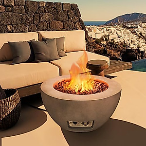 Kante Concrete Round Fire Table 25", 50000 BTU Outdoor Propane Fire Pit Table, Gas Fire Pits for Outside Patio, Smokeless Fire Pit and Outdoor Fire Pits, Natural Concrete