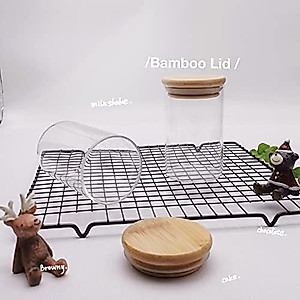 ZYIGYI 4 Pcs Glass Qtip Holder with Wood Lids, 10 oz Apothecary Jars Cotton Swabs Dispenser, Cotton Pads Canister for Bathroom Storage Organizer