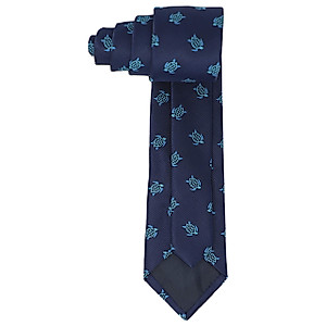 MENDEPOT Microfiber Jacquard Sea Turtle Pattern Necktie Blue Tortoise Animal tie