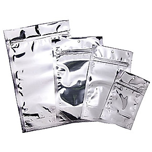 PackFreshUSA: Silver Metalized Stand Up Pouch Bags - Professional Flexible Packaging - Resealable - Seal-Top - Heat-Sealable - Hang Hole - Tear Notch - Small 4 x 6 x 2.5 in - 100 Pack