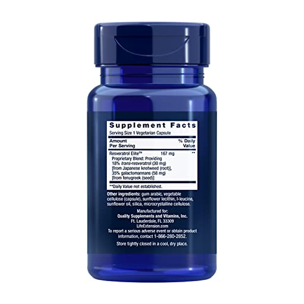 Life Extension Resveratrol Elite - Transresveratrol Supplements From Japanese knotweed Root and Grape Fruit For Heart & Brain Health Support – Gluten-Free, Non-GMO, Vegetarian – 30 Capsules