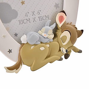 Happy Homewares Magical Beginnings Resin Bambi & Thumper Photo Frame 4" x 6" - Adorable Baby Gift Photo Frame - Officially Licensed