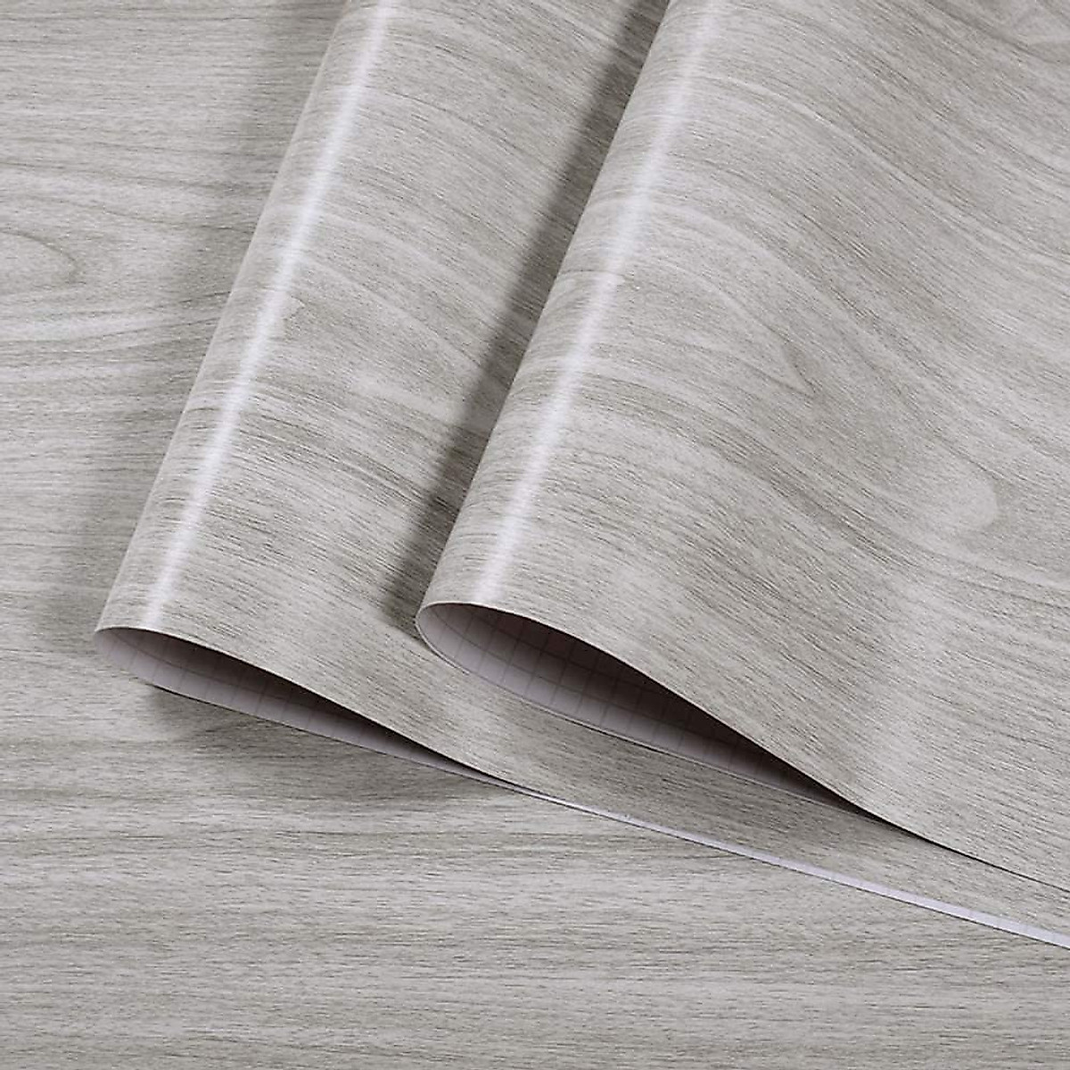 Self Adhesive Vinyl Grey Oak Wood Grain Shelf Liner Contact Paper for Kitchen Cabinets Countertop Table Desk Dresser Drawer Cupboard Bookshelves Furniture Walls Decal (17.7x117 Inches)