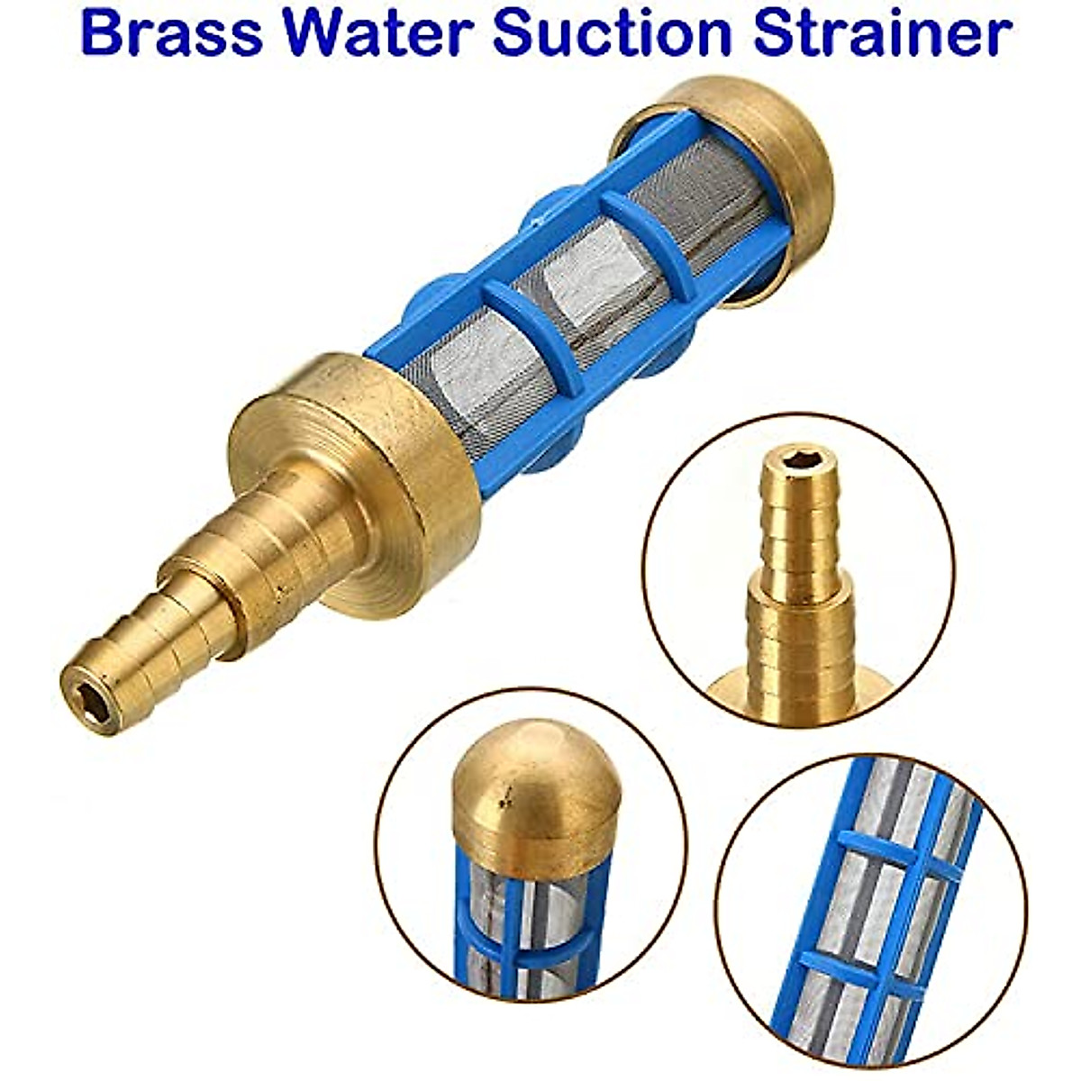 Suction Filter, Pressure Washer Water Suction Filter Drum, Brass Pick Up Filter Strainer Drum Suction, Brass 3/4'' 1/2'' Hose Water Suction Strainer Pickup Filter for Pressure Washer