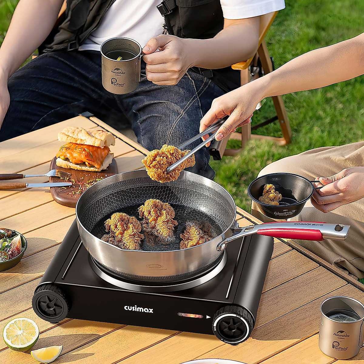 CUSIMAX Hot Plate,1500W Electric Portable Cast Iron Stove with Temperature Controls,Hot Plates for Cooking,Compatible for All Cookwares,Concealed Handle,Easy to Clean