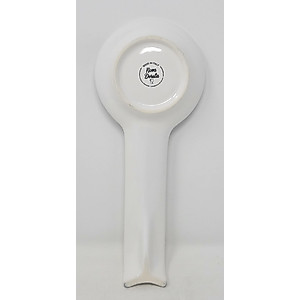 Nova Deruta Spoon Rest, Blue and Yellow Fleur De Lis with Fruit, Made in Italy, Italian Exclusively Handcrafted Earthenware for Sur La Table, Deruta Region Artwork, 11.5" x 5"