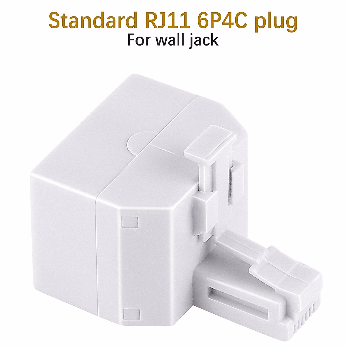 Uvital RJ11 Duplex Wall Jack Adapter Dual Phone Line Splitter Wall Jack Plug 1 to 2 Modular Converter Adapter for Office Home DSL Fax Model Cordless Phone System, White(2 Packs)
