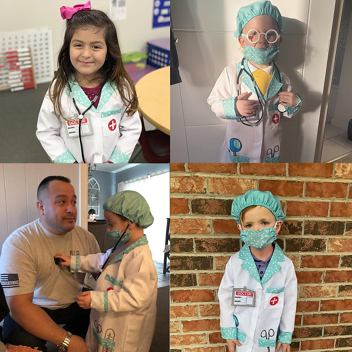 Wizland Child Doctor Role Play Costumes,Doctor Dress Up Play Set Kits for Kids XS 3-5