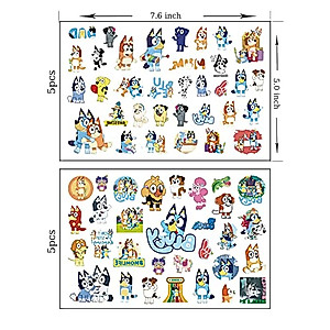 10 Sheets(325 PCS) Temporary Tattoos Stickers for Kids,Blue-y Birthday Themed Party Supplies Decoration Favors, Cartoon Sticker Tattoos Gift for Kids Boys Girls Home Activity Class Prizes Carnival Christmas Rewards