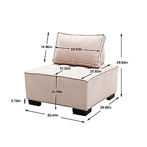 voqoomkl Single Sofa Chair, Accent Chairs, Lounge Floor Couch Foam Bed Chair for Living Room Bedroom, Lazy Chair with Pillow, Beige