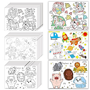150 Pieces Disposable Paper Placemats Coloring Activity Sheets Paper Place Mats Bulk Dining Table Placemats Set 14.5*10 Sublimation Placemats for Restaurant Christmas Party(Space Aminal Unicorn Theme）