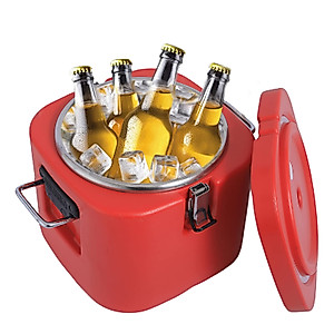 FORCOOK Insulated Soup Carrier Coolers for Food 2.5 Gallon Commercial Food Warmer Hot Box for Food Storage Hot Box Food Warmer for Parties with 18/8 Stainless Steel Liner Leak-Proof Red