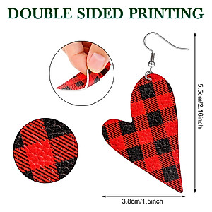 20 Pairs Valentine's Day Leather Earrings for Women Lightweight Faux Leather Teardrop Dangle Earrings Heart-Shaped Print Drop Earrings Set for Valentine's Day Wife Mom Girlfriend