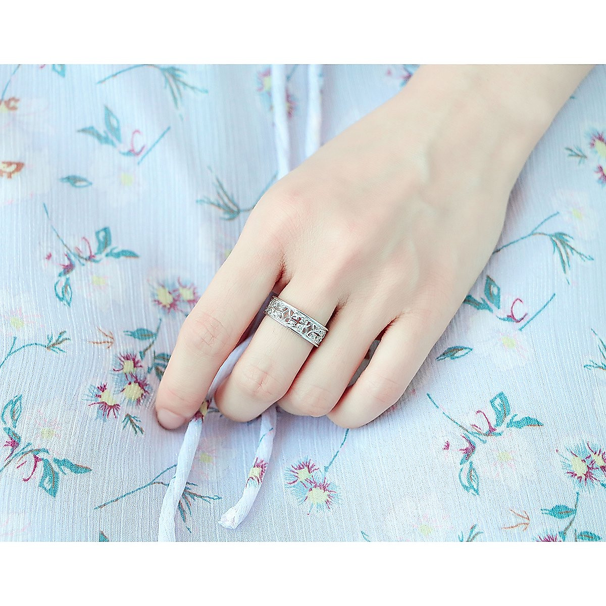 DAOCHONG Nickel-free 925 Sterling Silver Good Luck Irish Love Trinity Woven Celtic Knot Band Ring for Women Size 11 (11)