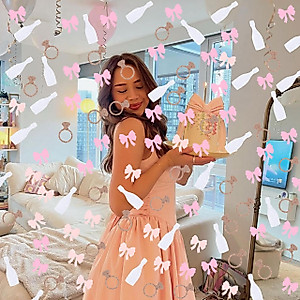 She’s Tying the Knot Party Confetti - Bridal Shower Table Decoration,Table Scatter Bridal Shower Photo props,Champagne Bow Diamond Ring Confetti Perfect for Any Event