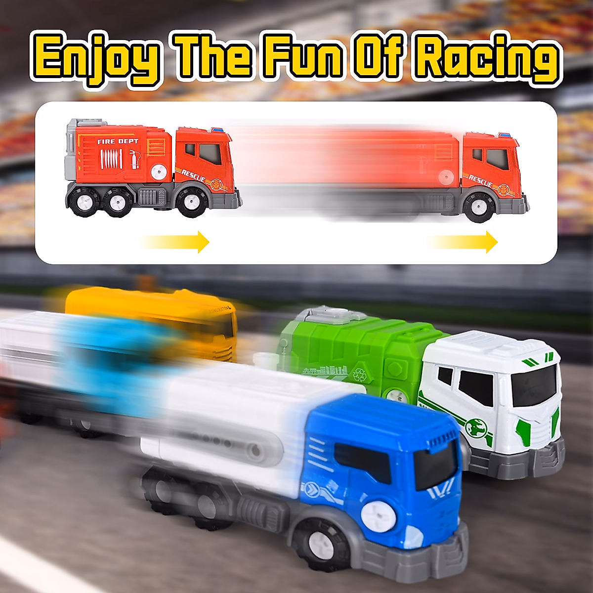 Hiitytin 5-in-1 Vehicles Toy Playset, Transforming Robot Truck Toys for Kids, Metal Transport Truck Vehicles Toys for Boys & Girls Ages 3-8, DIY STEM Building Cars Kit Toddler Toys