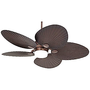Casa Vieja 52" Casa Breeze Tropical Coastal Indoor Outdoor Ceiling Fan with Light LED Remote Control Oil Brushed Bronze Palm Leaf Damp Rated for Patio Exterior House Porch Gazebo Garage Barn